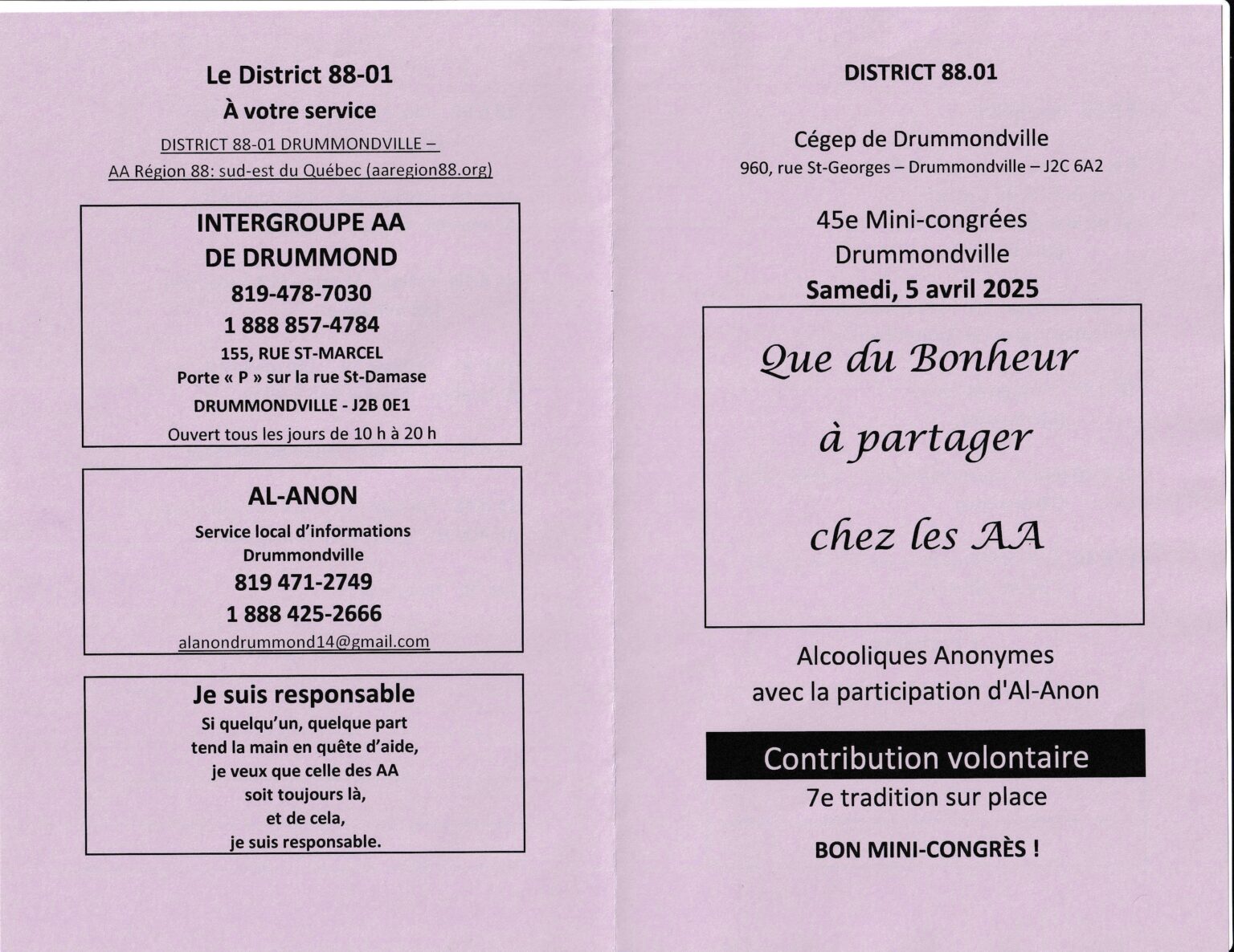 Congrès AA | Al-Anon Montréal